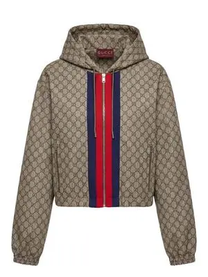 Gucci Gg Technical Jersey Zip Jacket - Beige And Ebony