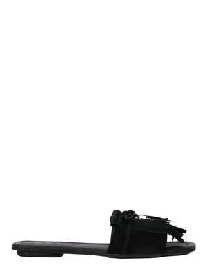 Hogan Flat Sandals With Tassel Detailing - Black