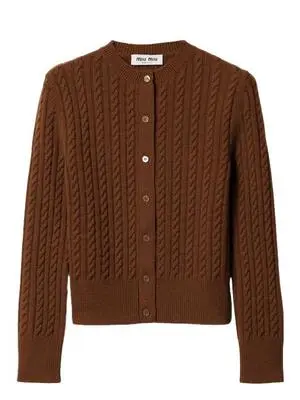 MIU MIU Miu Miu Cable-Knit Cashmere Crewneck Cardigan