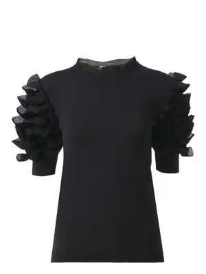 Chloé Ruffled Sleeve High-neck Blouse - Black