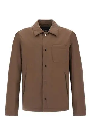 Herno Crinkled Shacket With Padded Lining - Brown