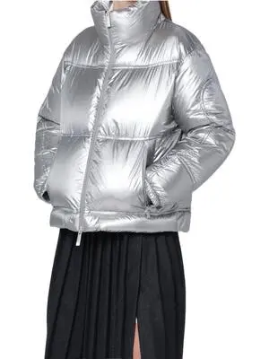 Herno Down Jacket With High Collar And Drawstring Hem - Gray