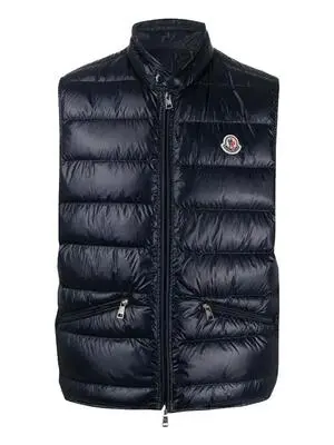 Moncler Padded Zip-up Vest With Logo Detail - Midnight Blue