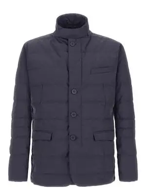 Herno Quilted Jacket With Stand-up Collar - Dark Blue