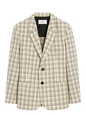 Ami Checked Tailored Jacket - Nude