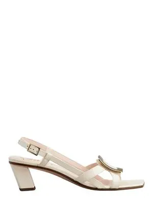 ROGER VIVIER Belle Vivier Patent Leather Sandals - Cream