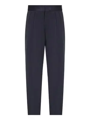Giorgio Armani Double-pleated Tapered Trousers - Blue
