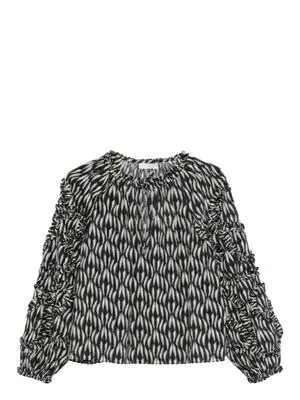 Ulla Johnson Printed Long Sleeve Blouse - Black