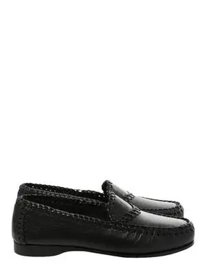 Hereu Round Toe Slip-on Loafers - Black