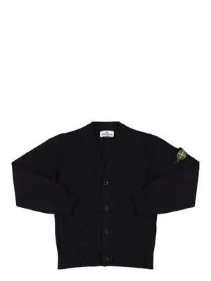 Stone Island Long-sleeved Knitted Cardigan - Black