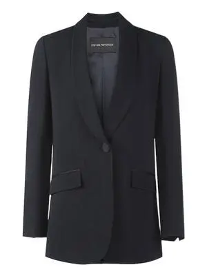 Emporio Armani Single-breasted Shawl Collar Blazer - Black