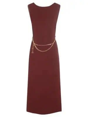 TWINSET Sleeveless Midi Dress With Chain Embellishment - Red