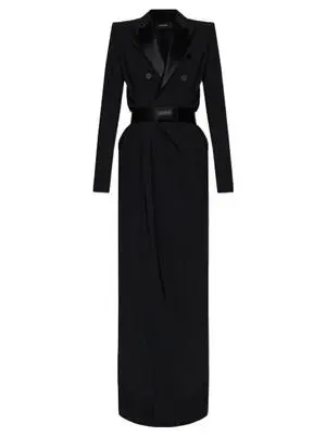 Dsquared2 Belted Maxi Dress With Lapels - Black