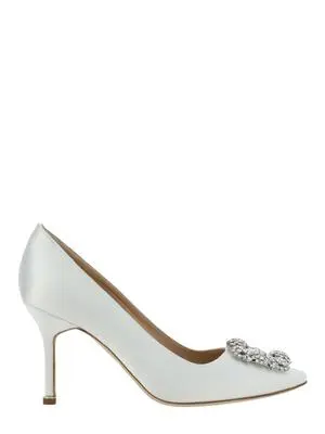 Manolo Blahnik Hangisi Embellished Satin Pumps - White