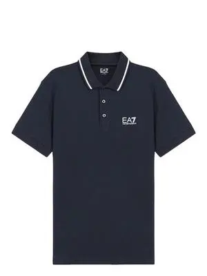 EA7 Contrast Trim Polo Shirt - Black