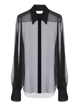Chloé Sheer Puff-sleeve Blouse - Gray