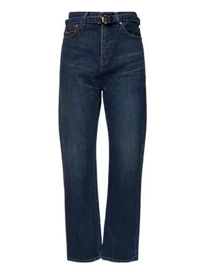 Sacai Belted Straight Leg Jeans - Black