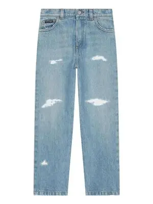 Dolce & Gabbana Distressed Logo Plaque Jeans - No