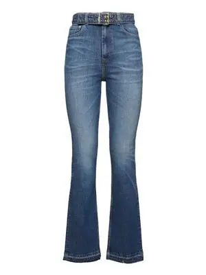 GANNI Belted Flare Jeans - Blue