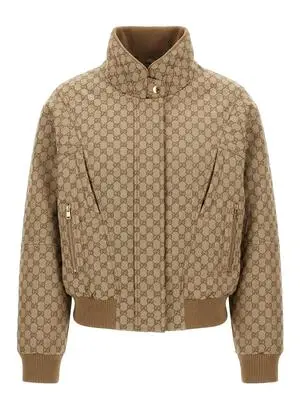 Gucci Gg Monogram Zip-up Bomber Jacket - Sand-colored