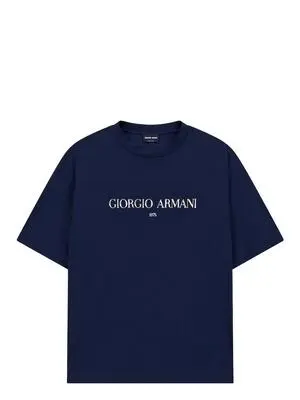 Giorgio Armani Logo Print T-shirt - Blue