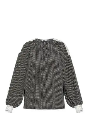 Chloé Graphic Print Blouse With Lace Accents - Black