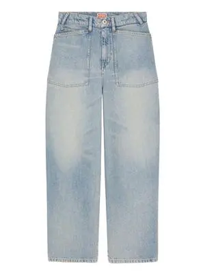 Kenzo High-rise Logo Patch Jeans - Gray
