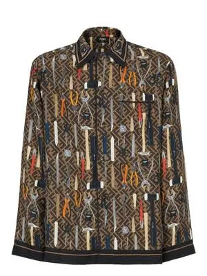 Fendi Ff Motif Long-sleeved Shirt - Black