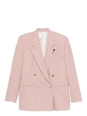 LARDINI Double-breasted Blazer With Brooch Detail - Pink