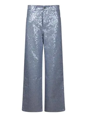 P.a.r.o.s.h Sequin Embellished Wide Leg Jeans - Gray