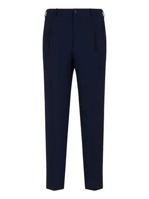 Giorgio Armani Textured Tapered Wool Trousers - Black
