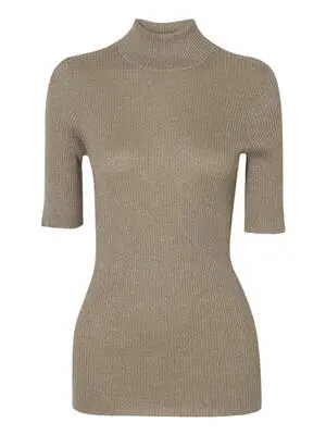 Brunello Cucinelli Metallic Ribbed Pullover - Gray