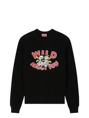 Kenzo Wild Tiger Printed Crewneck Sweatshirt - Black