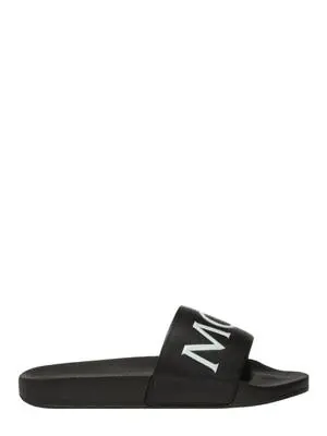 Moncler Logo Embossed Slides - Black
