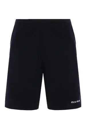 MIU MIU Miu Miu Logo Embroidered Relaxed Fit Shorts