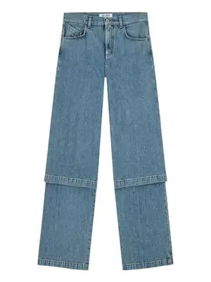 Attico The Logo-patch Straight-leg Jeans - Sky-blue