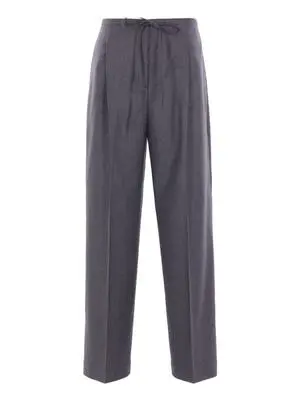 RÓHE Róhe Drawstring-Waist Pleated Wide-Leg Trousers Black