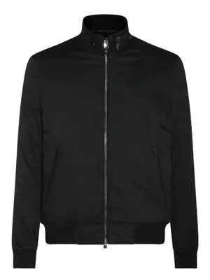 Canali Long-sleeved Zip-up Bomber Jacket - Black