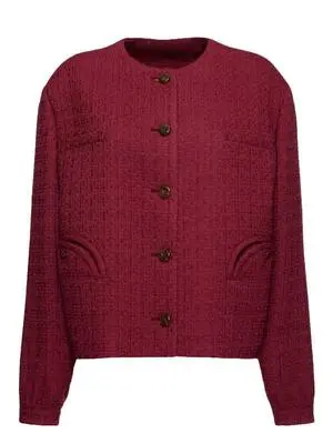 BLAZÉ MILANO Textured Round Neck Jacket - Red