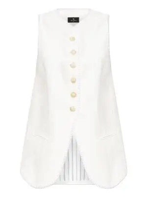 Etro Sleeveless Button-up Vest - White