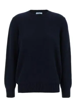 Prada Wool And Cashmere Crew-neck Sweater - Navy Blue