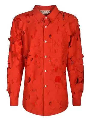 Marni Cut Out Detailed Boxy Fit Shirt - Red