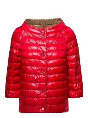 Herno Reversible Down Jacket With Stand Collar - Red