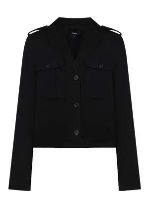 Theory Long-sleeved Jacket With Button Details And Epaulettes - Black