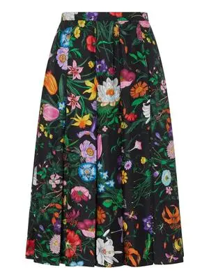 Gucci Floral Print Pleated Midi Skirt - Multicolor