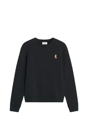 Maison Kitsuné Logo Patch Crewneck Sweatshirt - Black