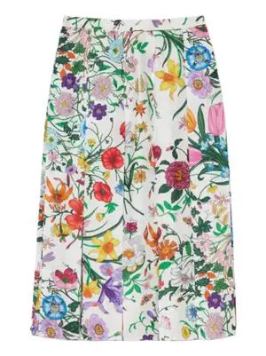 GUCCI Gucci Pleated Floral Print Midi Skirt