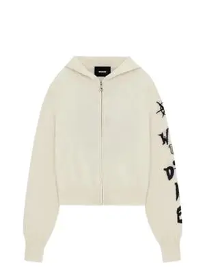We11Done Graphic Print Zip-up Hoodie - White