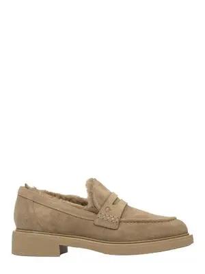 GIANVITO ROSSI Suede Round Toe Loafers - Brown