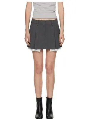MARISSA CHIARA Pleated Belt Loop Skirt - Grey